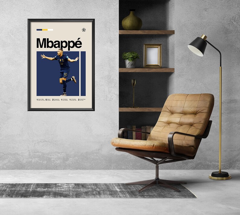 Kylian Mbappé Poster - Mbappé Print, France Football, Soccer Wall Art ...