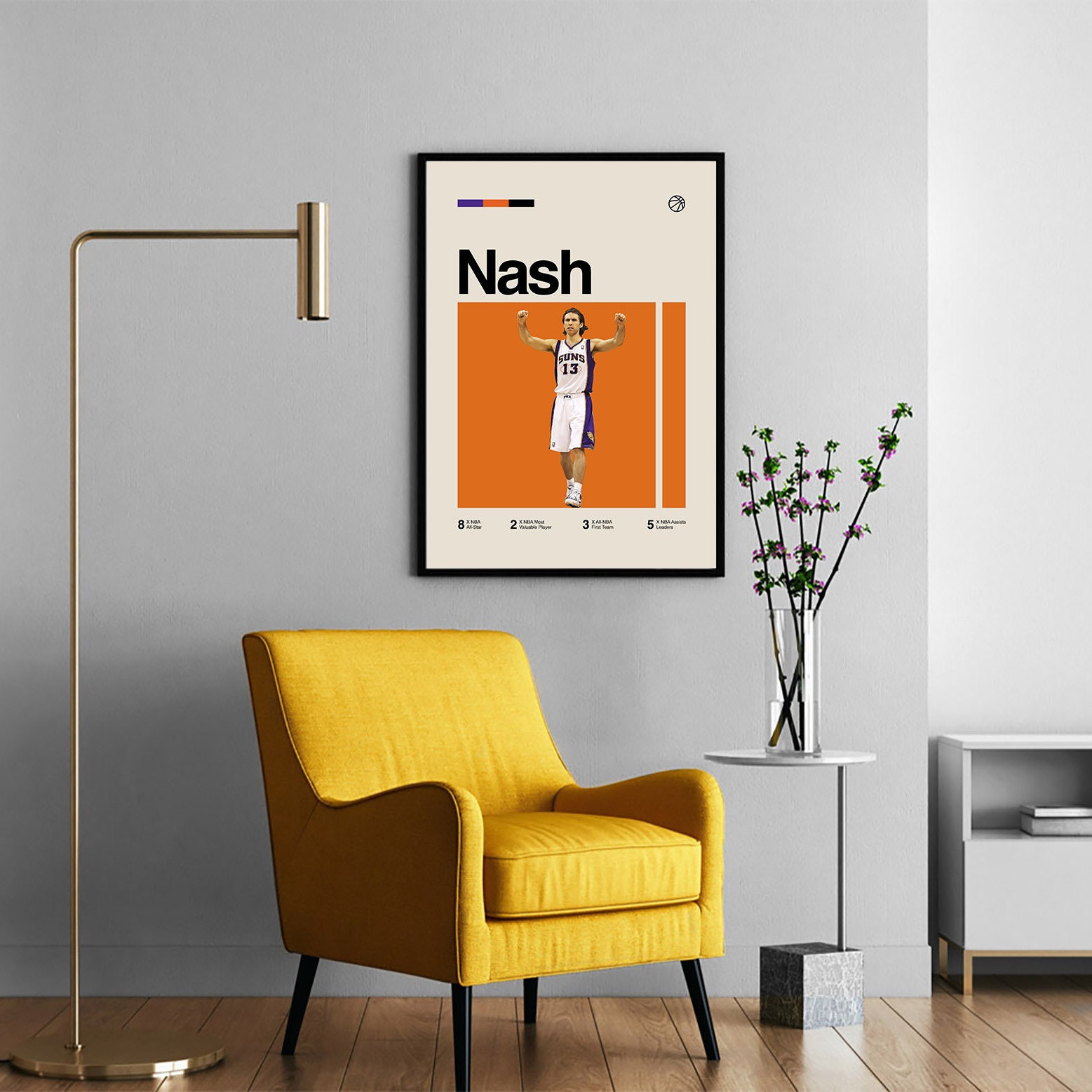 Steve Nash Poster NBA Kunstdruck Phoenix Sonnen Poster, Minimalistisch ...
