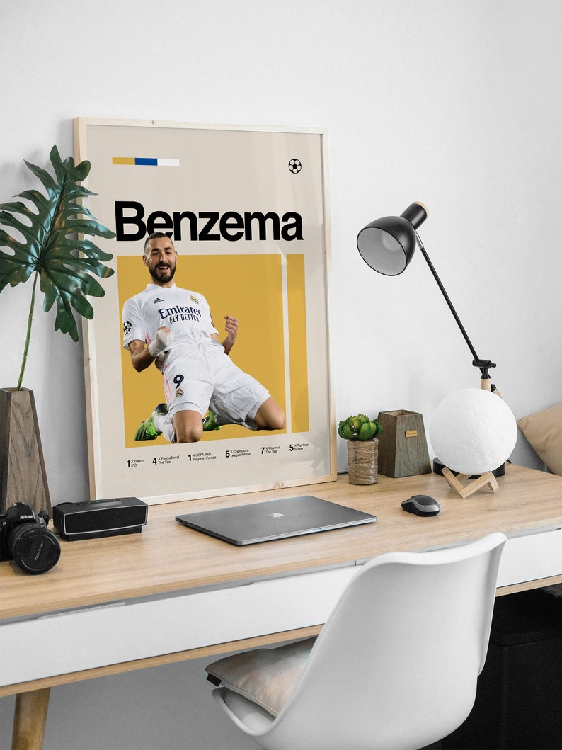 Karim Benzema Poster- Perfect for Fans! - Real Madrid, French Football ...