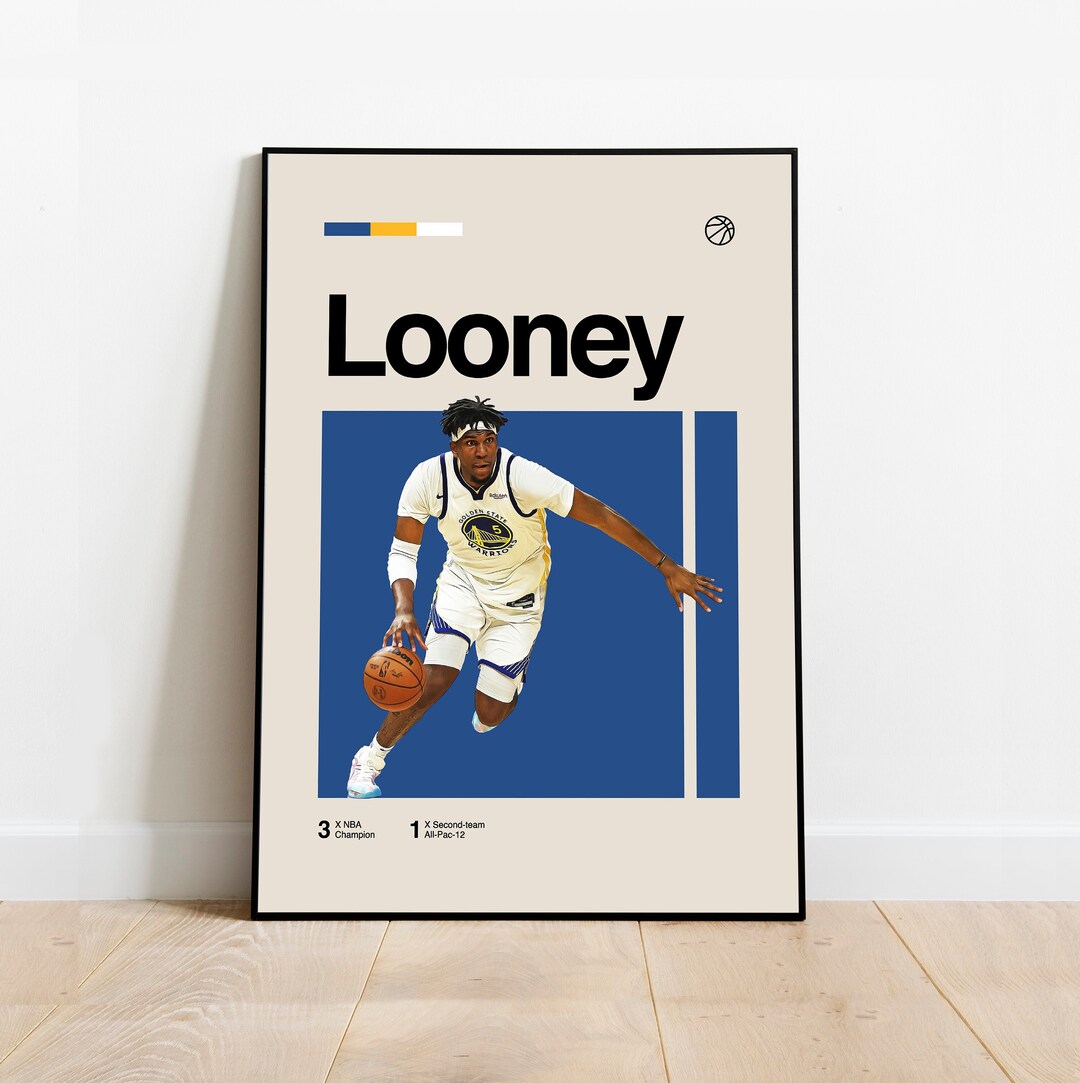 Kevon Looney Poster - Minimalist Mid Century Modern Basketball Wall Art ...
