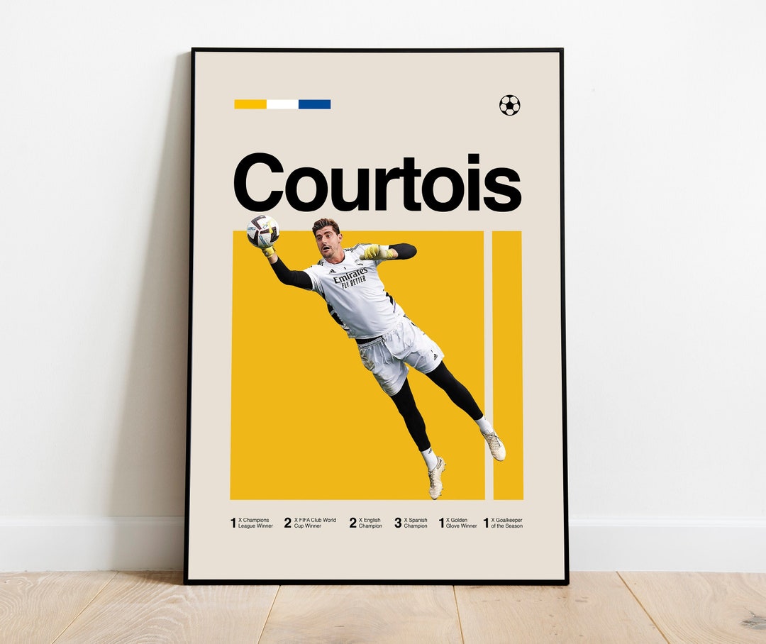 Thibaut Courtois Poster - Minimalist Mid Century Modern Football Wall ...