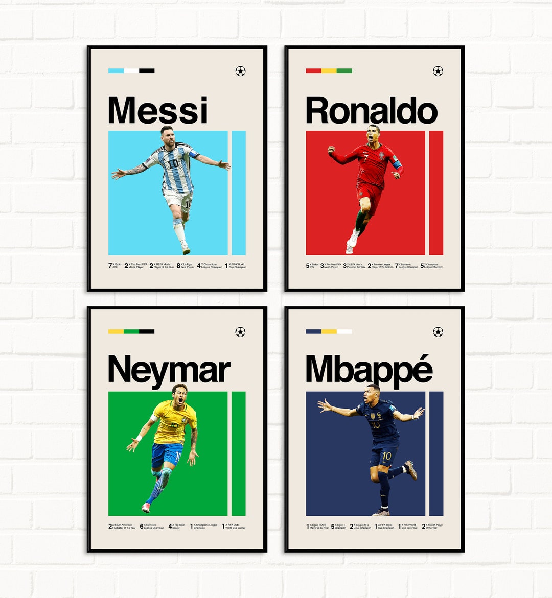 Soccer Legends Poster - Messi Ronaldo Mbappe Neymar Art Print ...