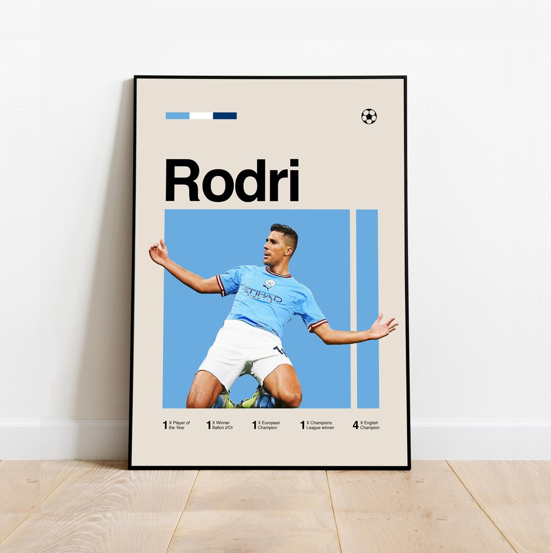 Rodri Poster - Minimalist Mid Century Modern Football Art for Fans ...