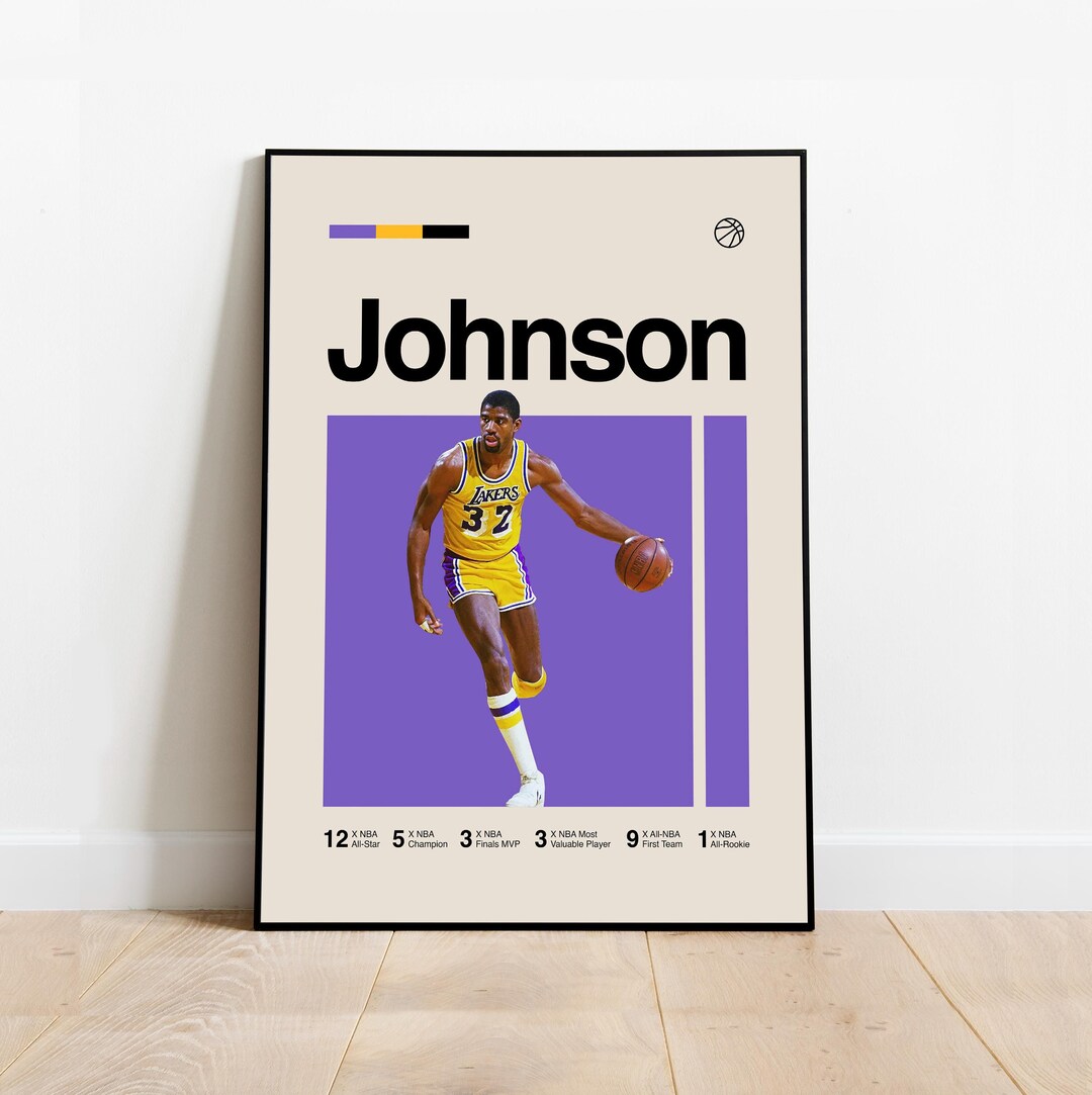 Magic Johnson Poster- Perfect for Fans! • LA Lakers Print, Minimal, Mid ...