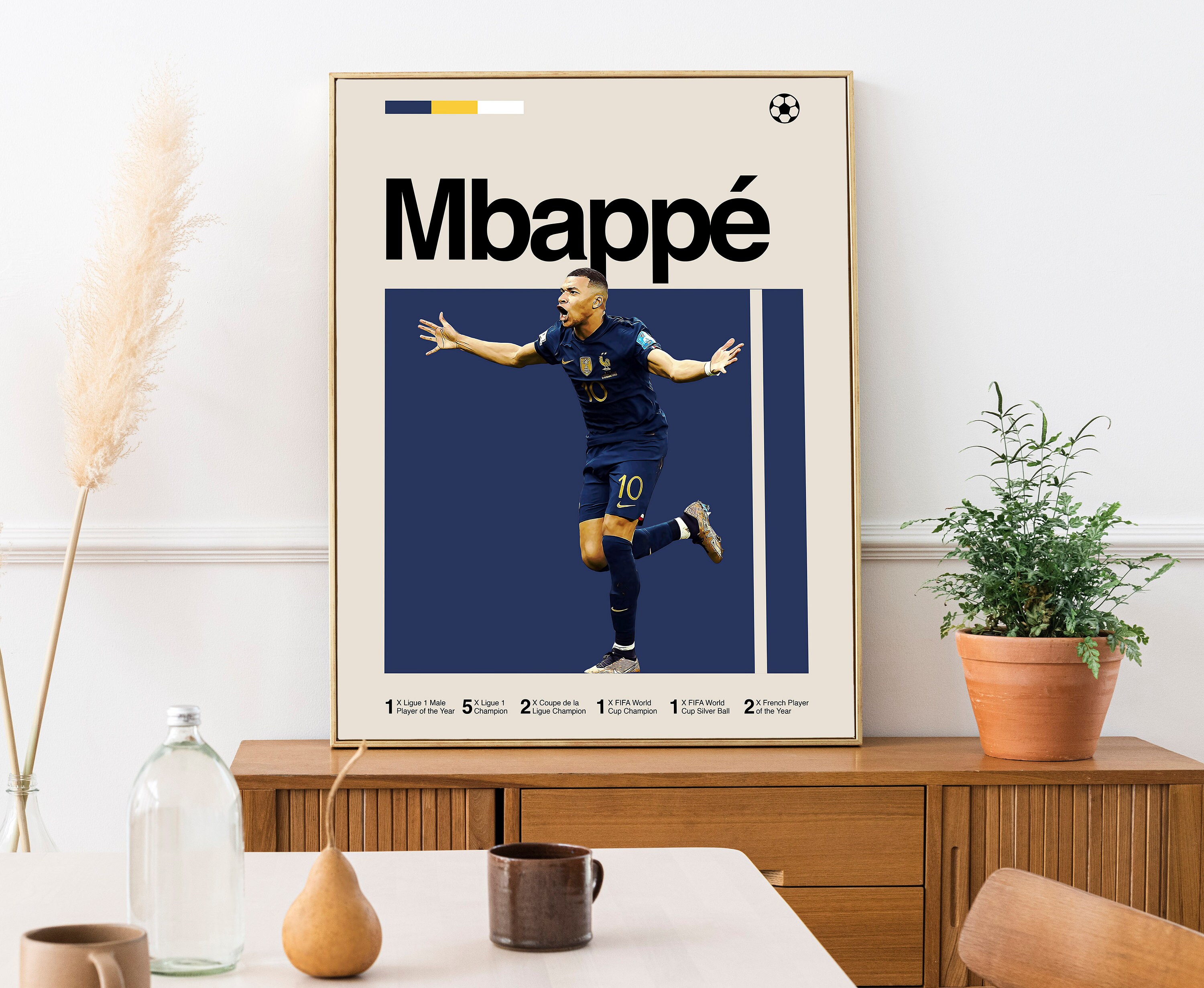Kylian Mbappé Poster - Mbappé Print, France Football, Soccer Wall Art ...