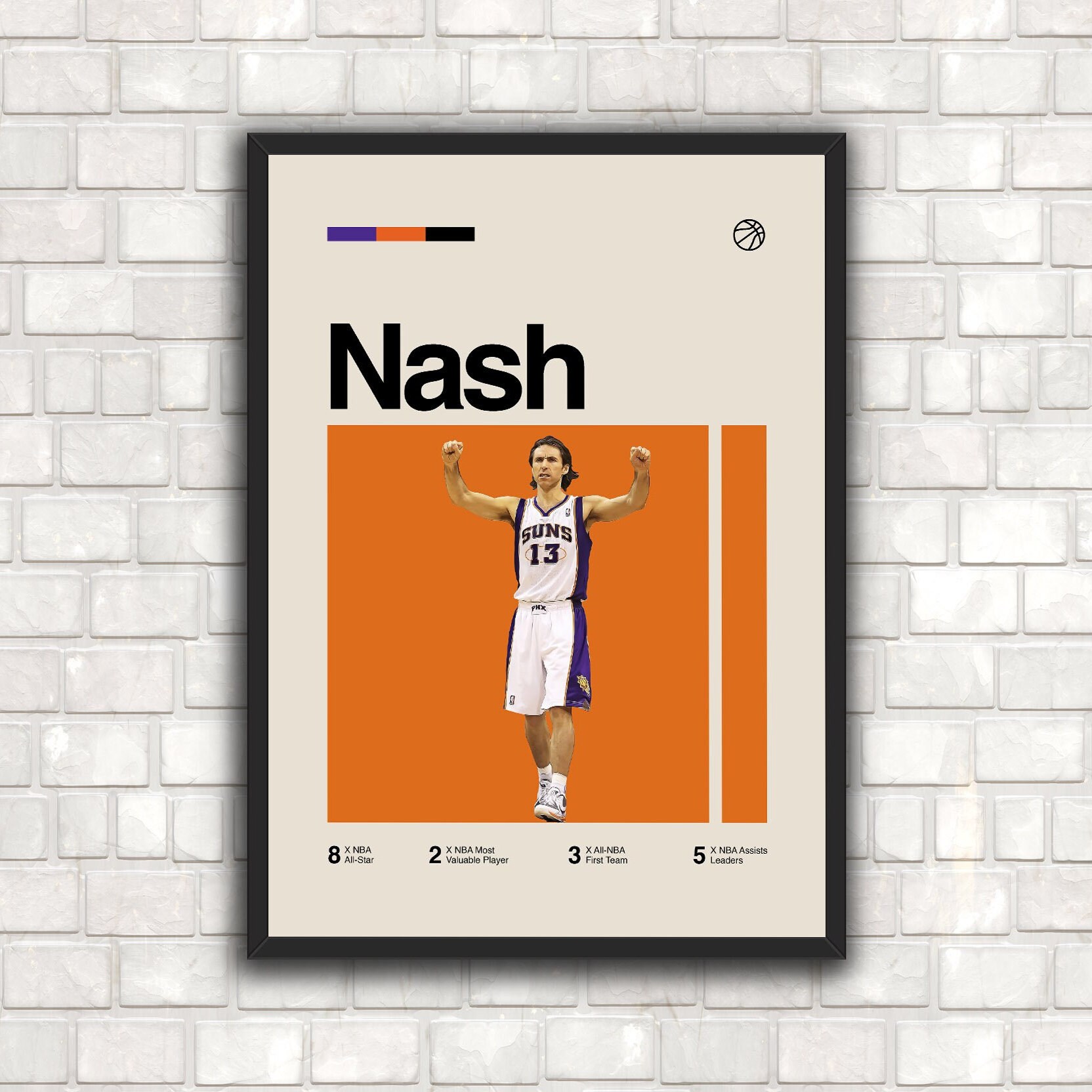 Steve Nash Poster NBA Kunstdruck Phoenix Sonnen Poster, Minimalistisch ...