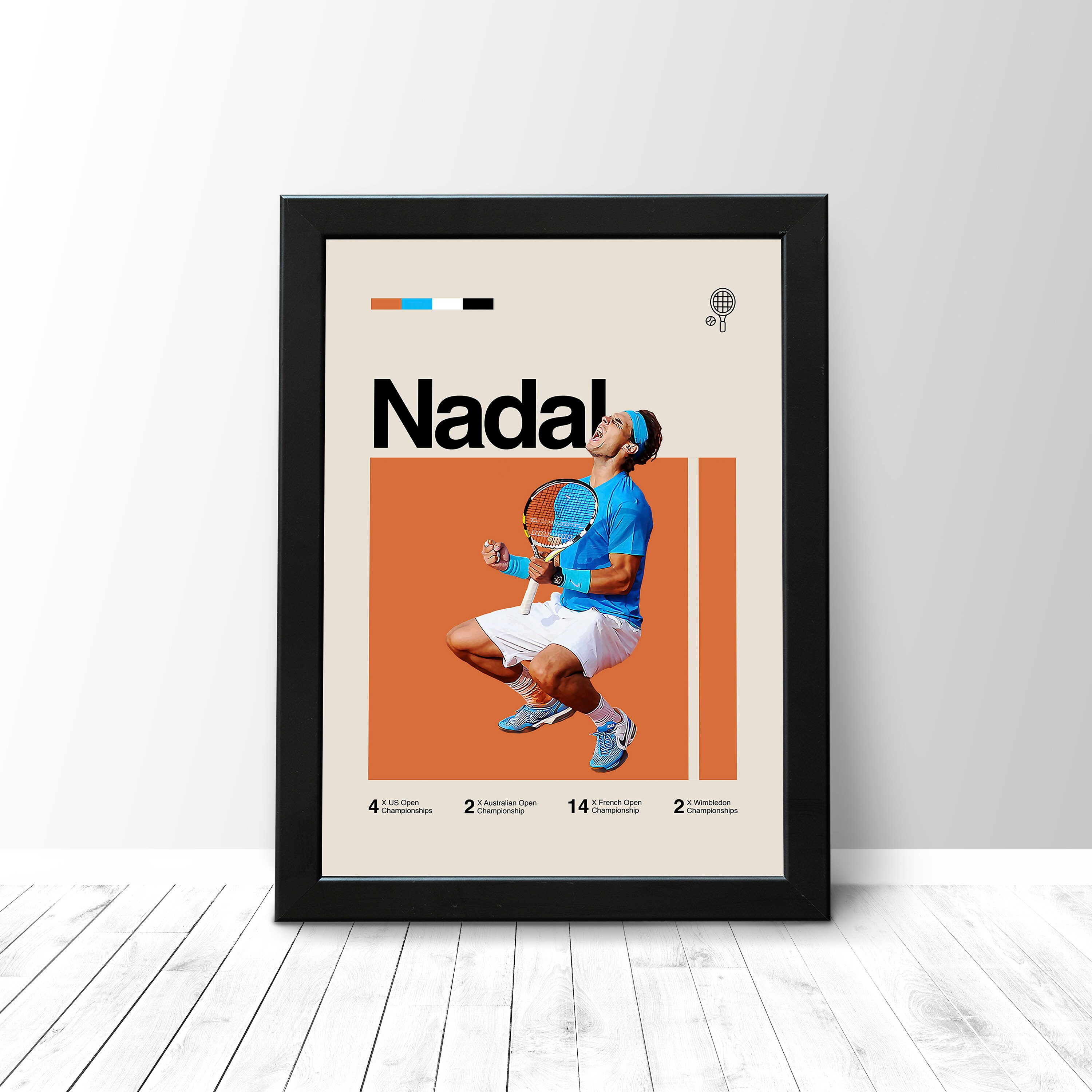 Rafael Nadal Poster Tennis Art Print, Nadal Print, Tennis Fans, Mid ...