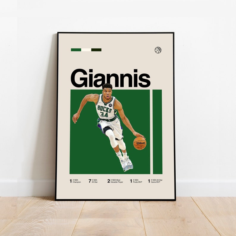 Giannis Antetokounmpo Poster • Classic Giannis Art for Fans, Mid ...