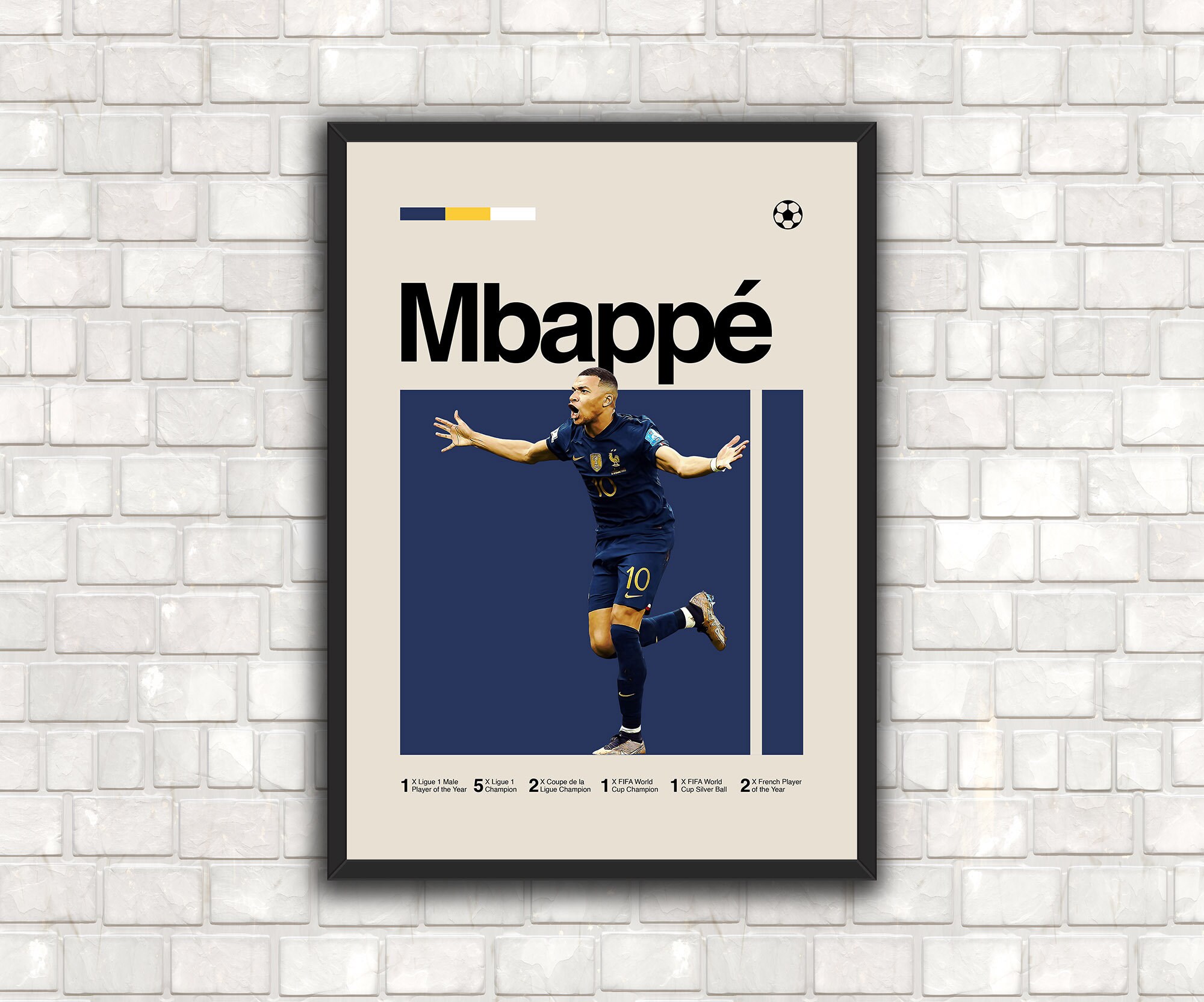 Kylian Mbappé Poster - Mbappé Print, France Football, Soccer Wall Art ...