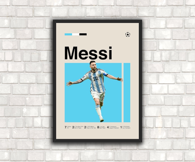 Lionel Messi Poster - Messi Print, Messi Wall Art, Argentina Football ...