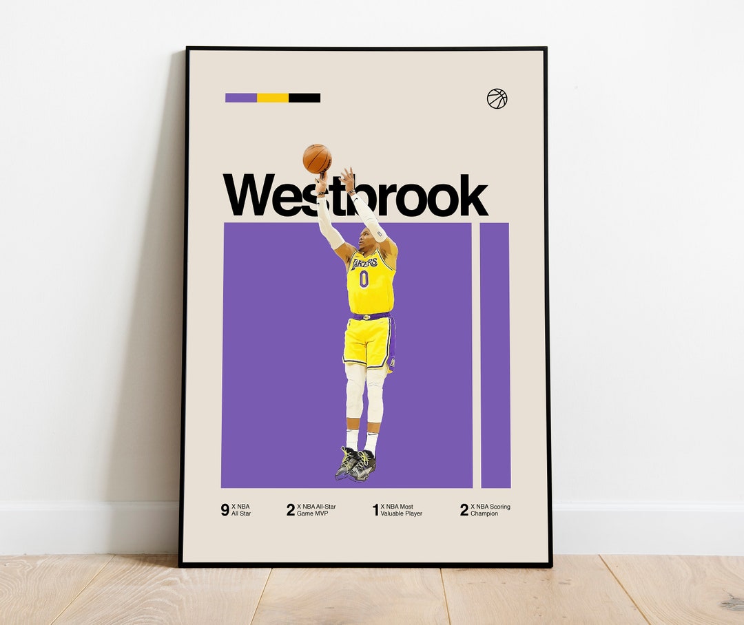Russell Westbrook Poster - Minimalist Mid Century Modern Basketball ...