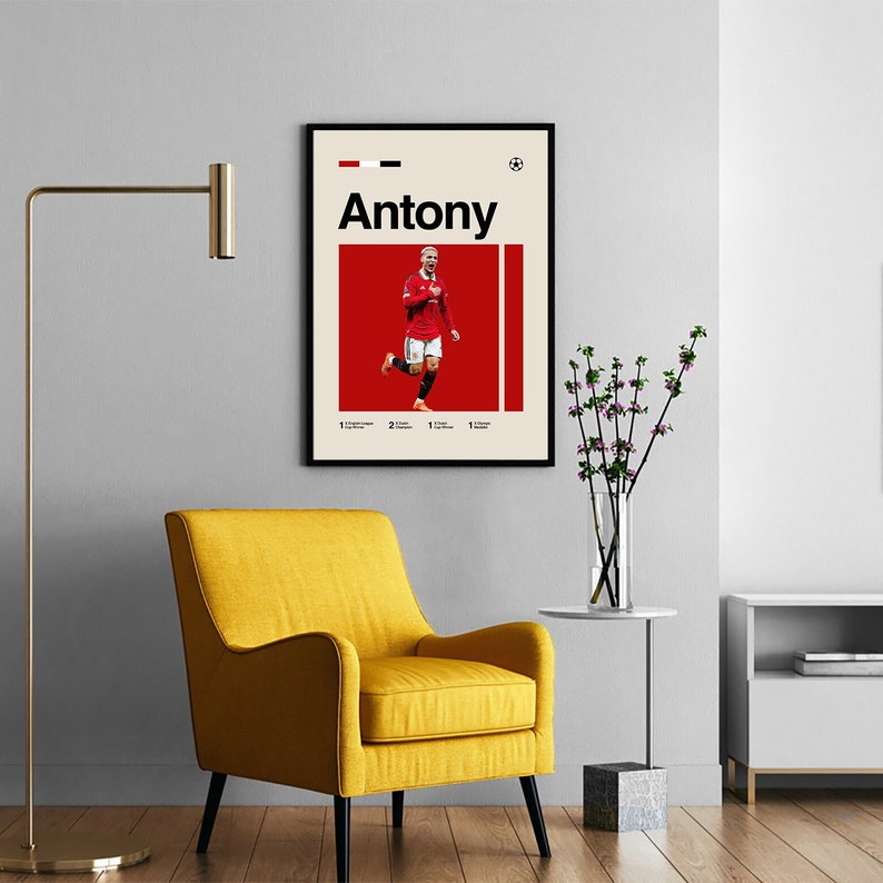 Antony Poster - Minimalist Mid Century Modern Football Art Print for ...