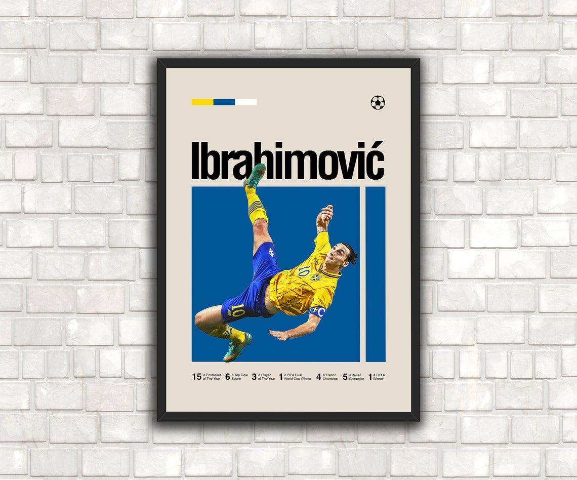 Zlatan Ibrahimovic Poster Perfect for Fans Sweden Football, Minimalist ...