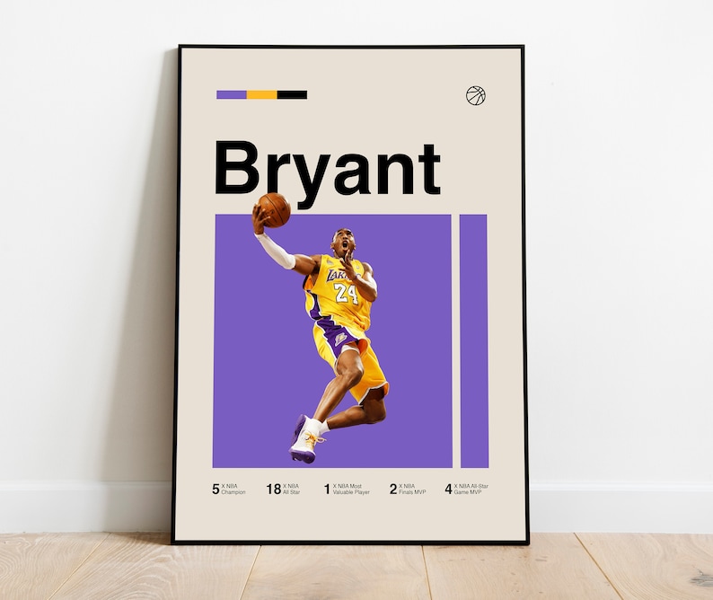 Kobe Bryant Poster Bryant Print Nba Art Print La Lakers Wall Art