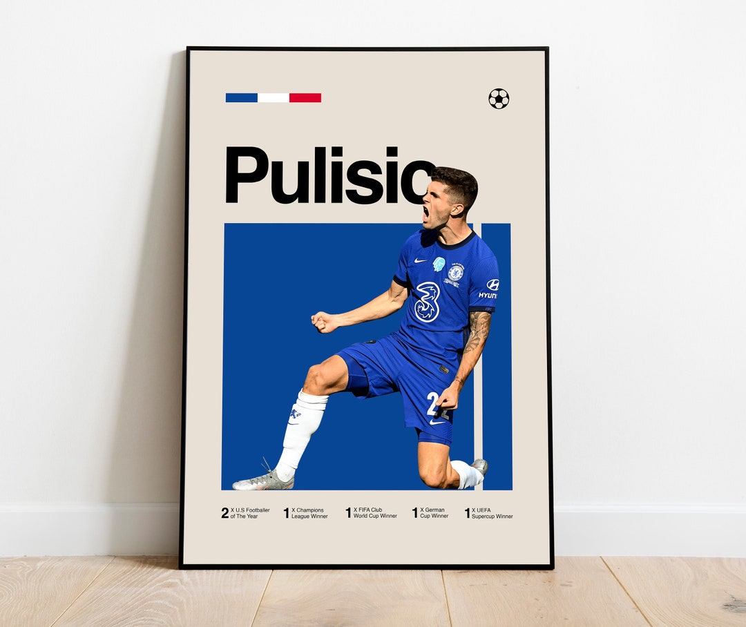 Christian Pulisic Poster - Minimalist Mid Century Modern Football Art ...