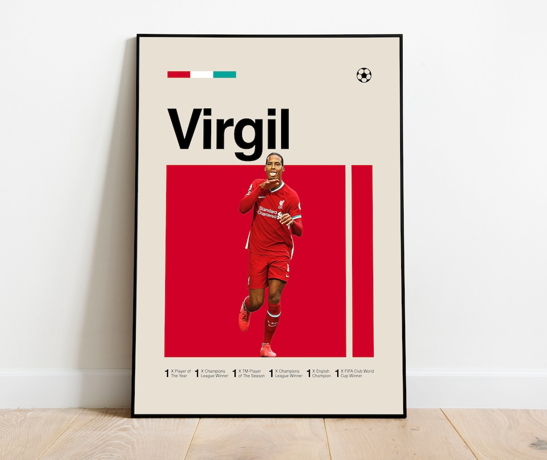 Virgil Van Dijk Poster - Minimalist Mid Century Modern Football Art ...