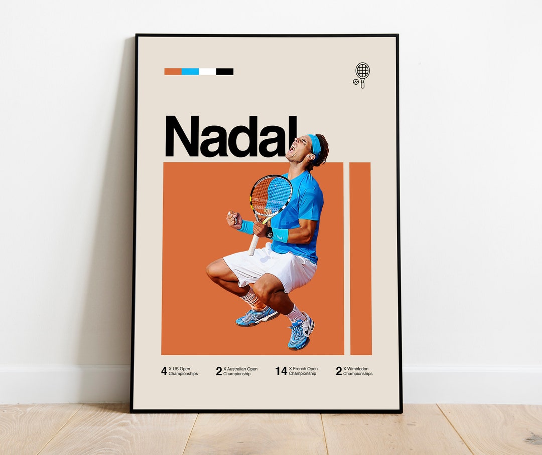 Rafael Nadal Poster Tennis Art Print, Nadal Print, Tennis Fans, Mid ...