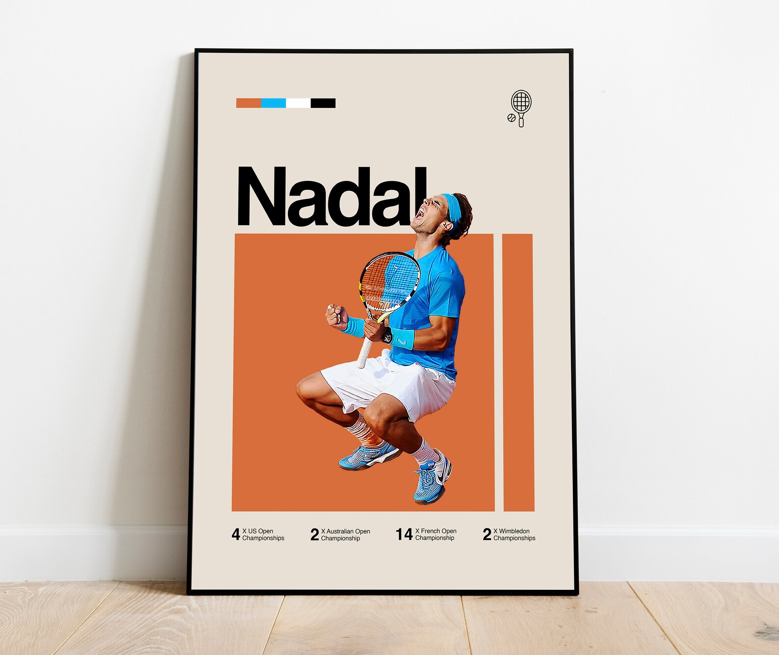 Rafael Nadal Poster Tennis Art Print, Nadal Print, Tennis Fans, Mid ...