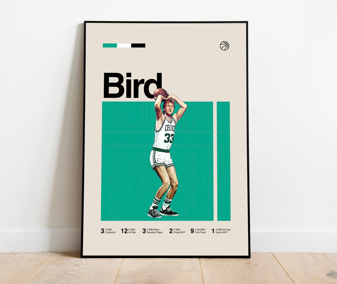 Larry Bird Poster • Classic Larry Legend Art for Fans, Mid-century ...