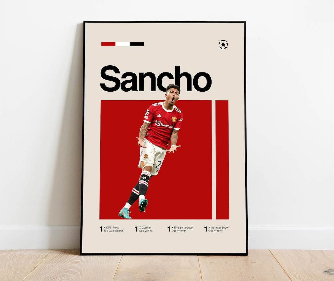 Jadon Sancho Poster - Minimalist Mid Century Modern Football Art Print ...