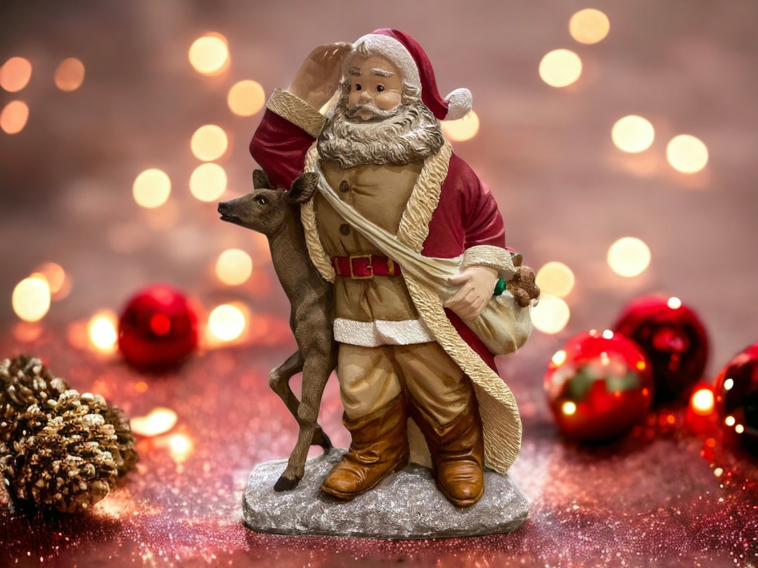 Resin Santa and Reindeer Sculpture Handmade Christmas Gift - Etsy