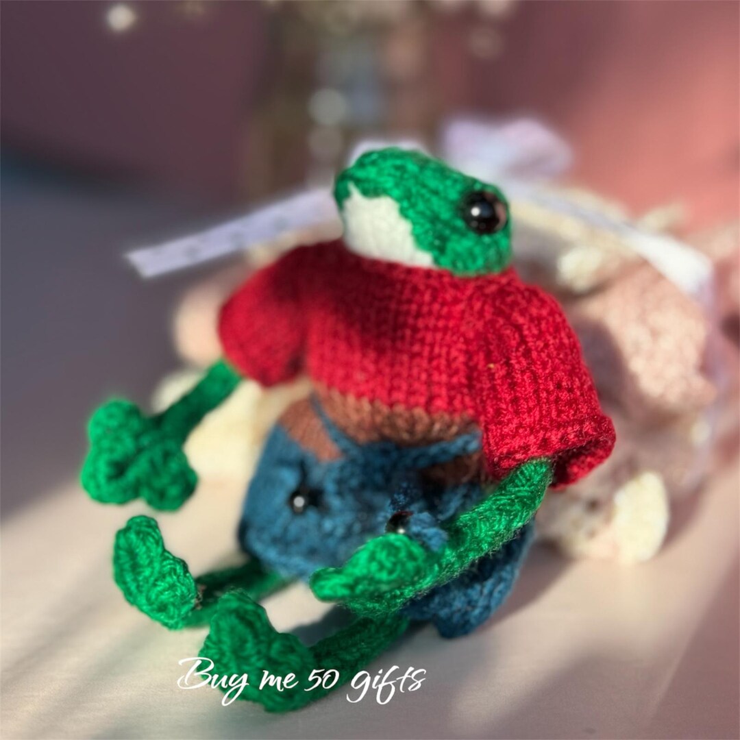 Knit Frog Amigurumi Frog Bendable Frog Frog Gifts Frog Plushie Frog ...