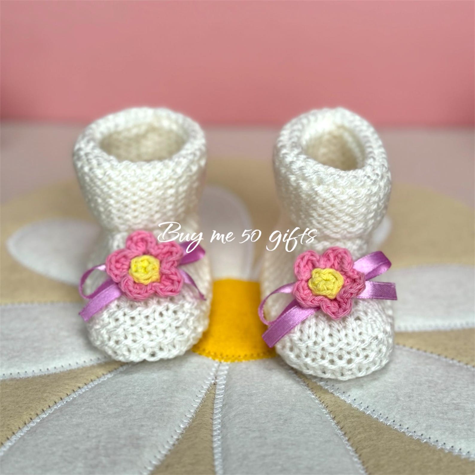 Milky Baby Booties With Flowers Newborn Booties 10cm /3.9 3-6 Months - Etsy