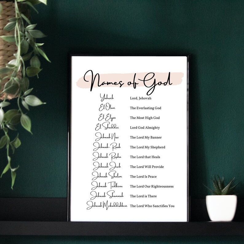 Names of God Wall Art, Christian Inspirational Design, Digital Print ...