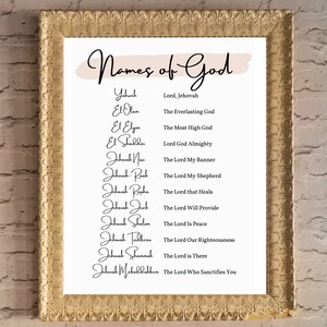 Names of God Wall Art, Christian Inspirational Design, Digital Print ...