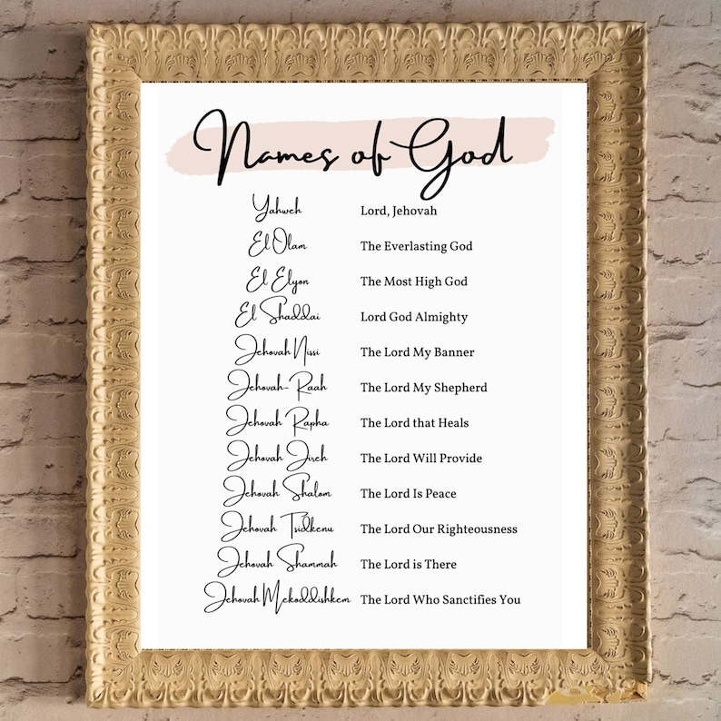 Names of God Wall Art, Christian Inspirational Design, Digital Print ...