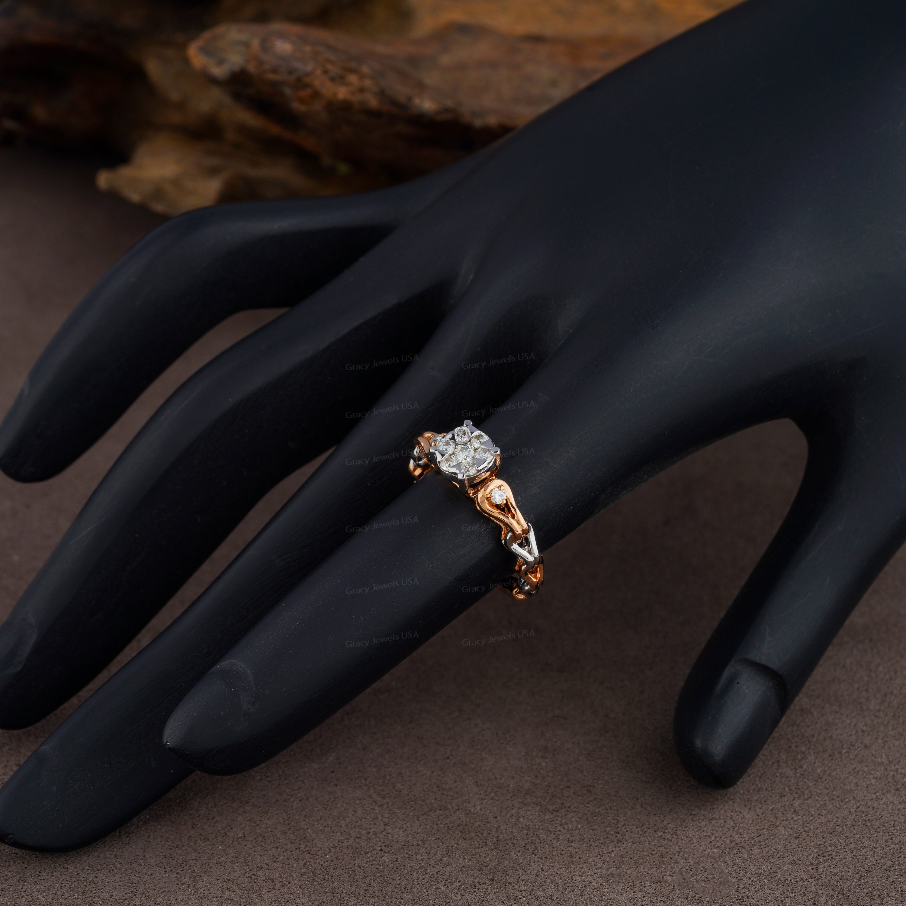 Round Shape Ring Daily Wear Ring Minimalist Chain Link Band Diamond ...