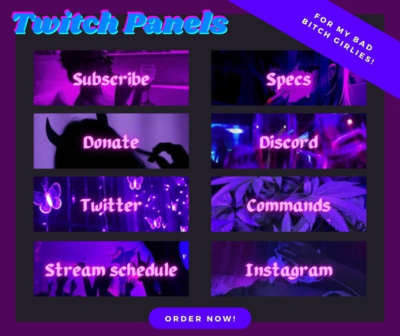 20 BAD BITCH Panels || Twitch & Discord and Kick || About Me, Subscribe ...