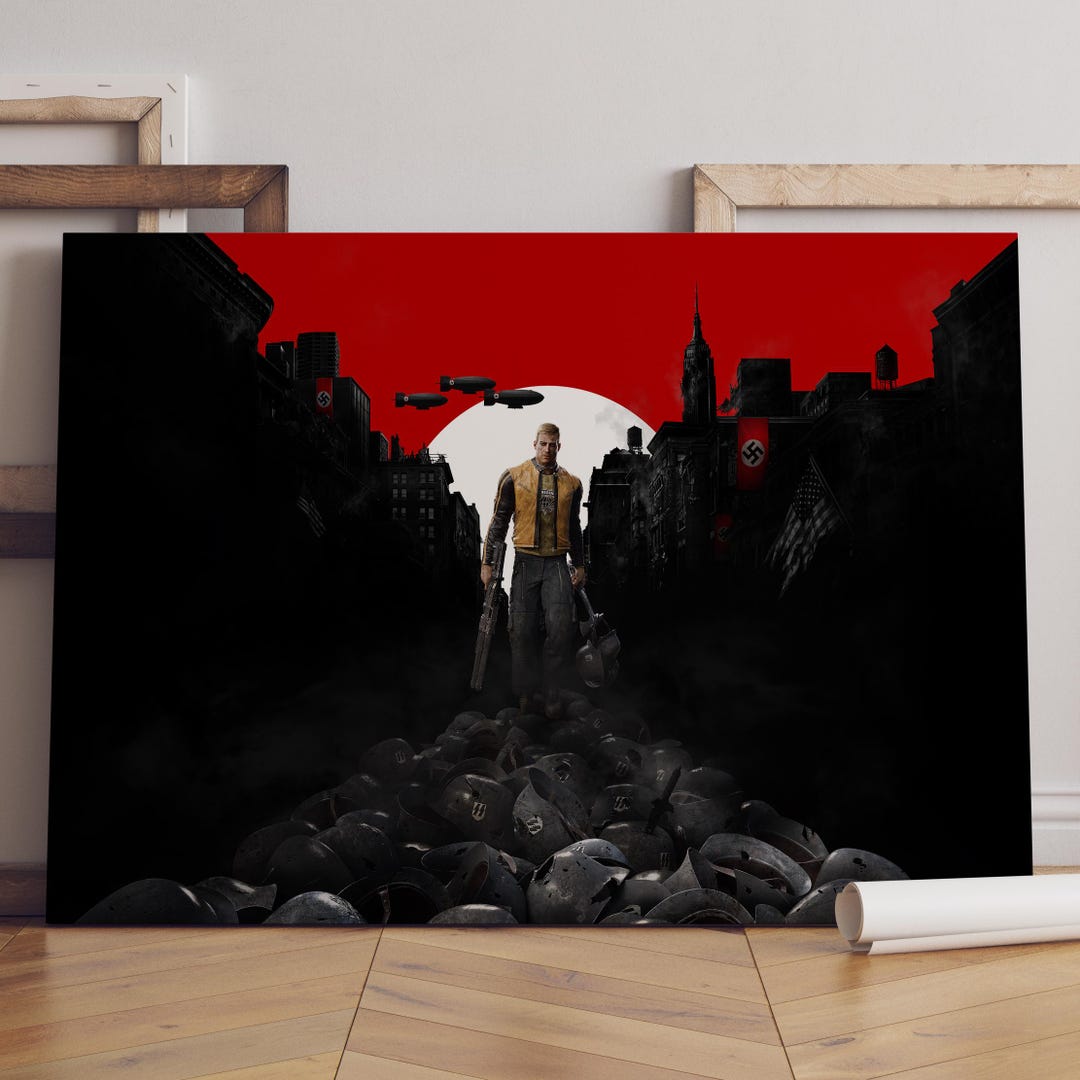 Wolfenstein Poster / B.J. Blazkowicz Wall Art / Game Print / Canvas Art ...