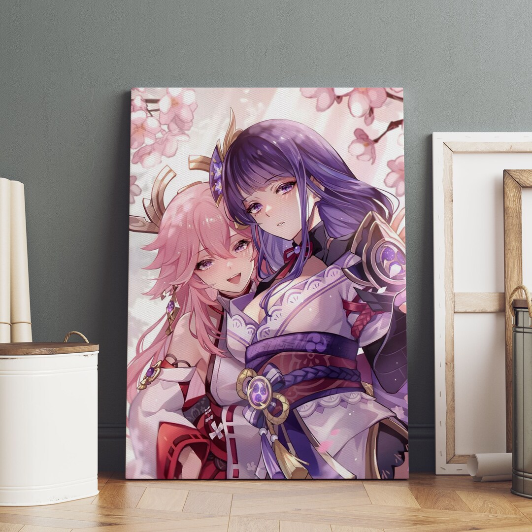 Genshin Impact Poster, Raiden Shogun Wall Art, Premium Canvas Print ...