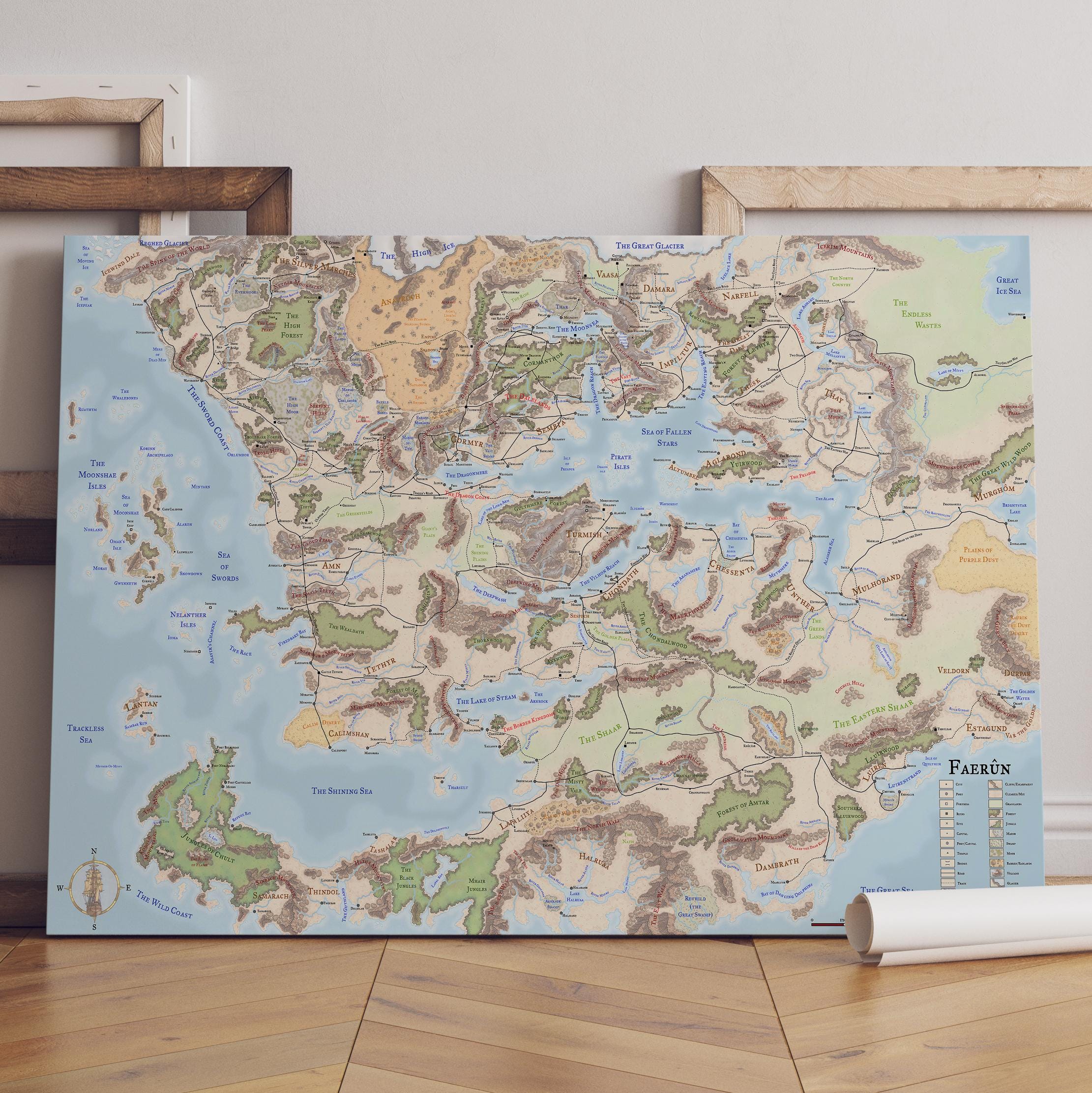 Dungeons & Dragons Map Poster / Forgotten Realms Wall Art / Game Print ...
