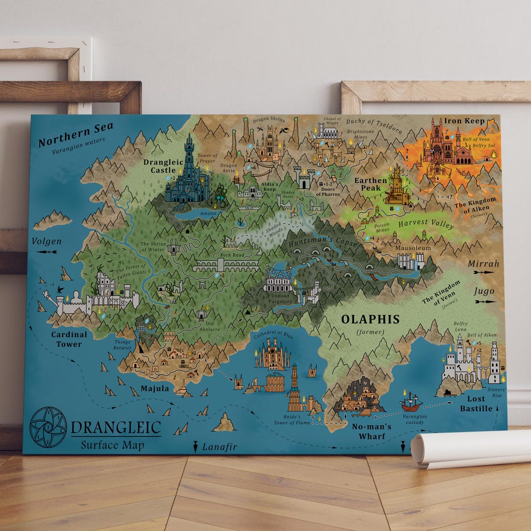 Dark Souls Map Poster / Drangleic Map Wall Art / Game Print / Canvas ...