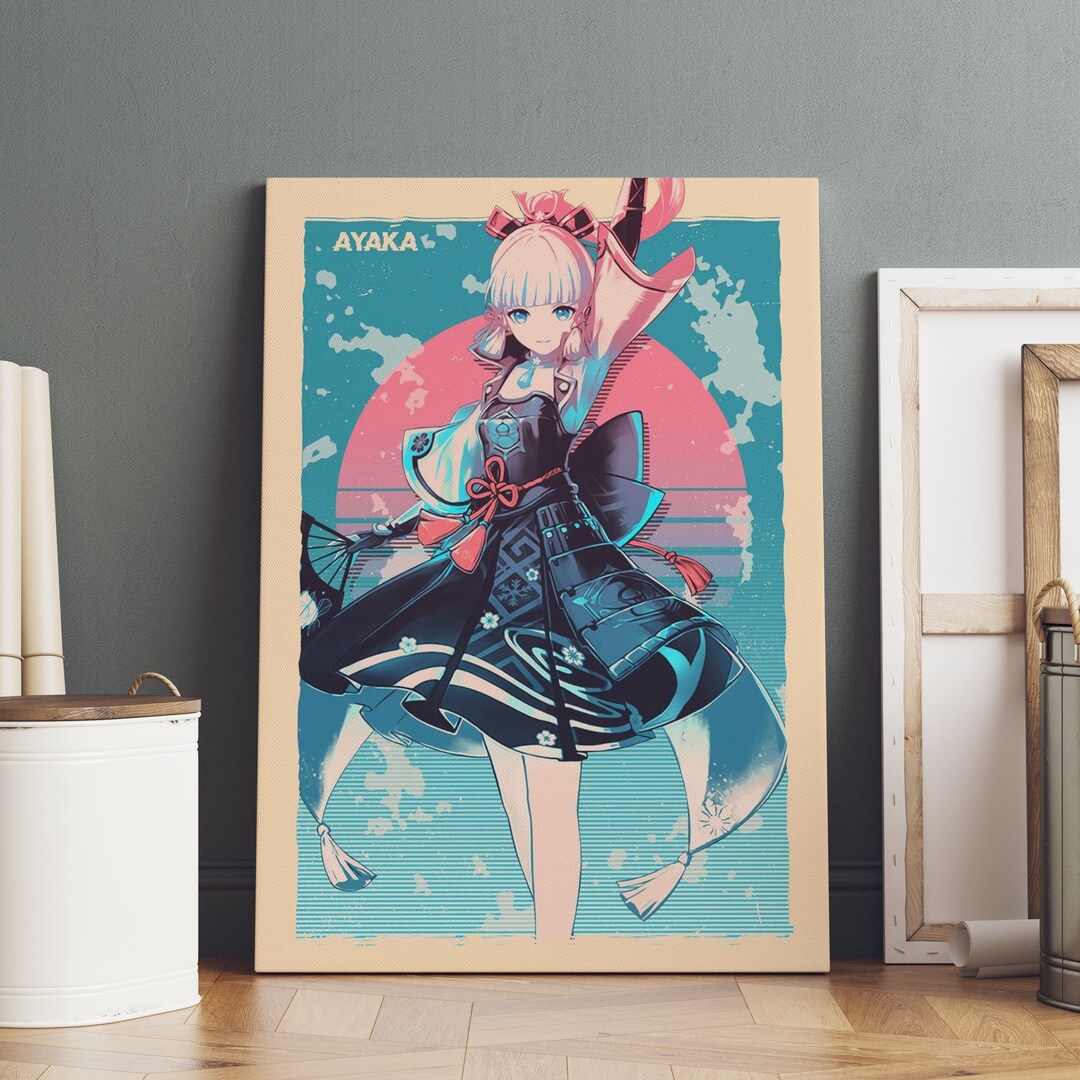 Genshin Impact Poster, Ayaka Wall Art, Premium Canvas Print, Game Fan ...