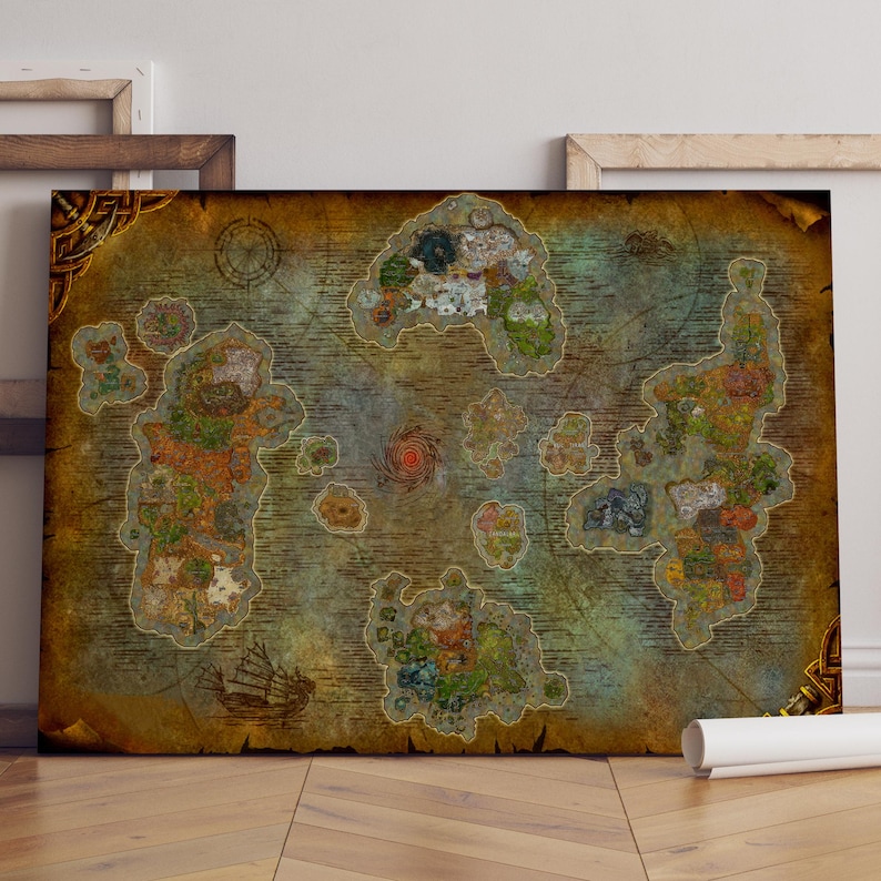 Warcraft Map Poster / Azeroth Wall Art / Game Print / Canvas Art Decor ...