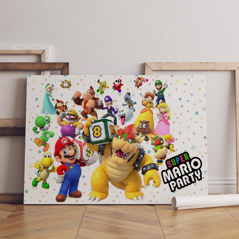 Super Smash Bros Poster Super Mario Wall Art Premium Canvas Etsy