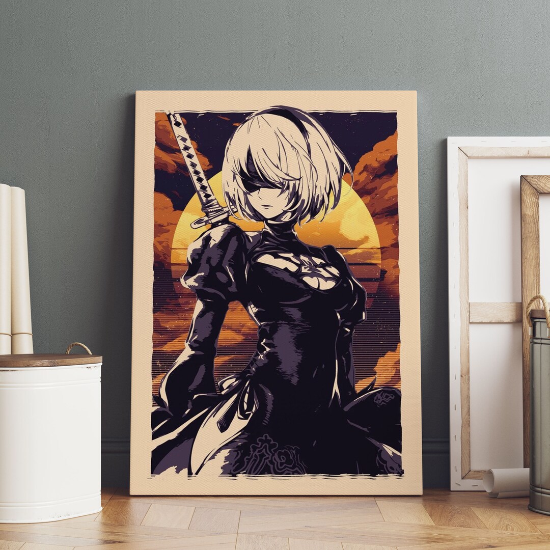 Nier Automata Poster, 2B Wall Art, Premium Canvas Print, Game Fan Gift ...