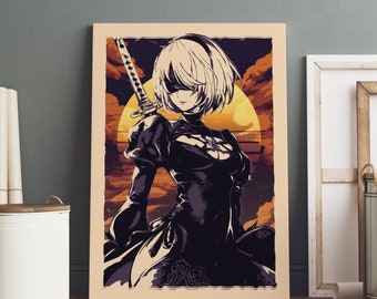 Nier Automata Poster, 2B Wall Art, Premium Canvas Print, Game Fan Gift ...