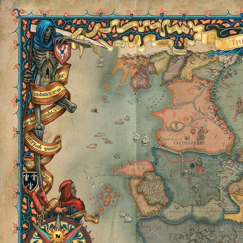 The Witcher World Map Poster Northern Kingdoms Wall Art - Etsy