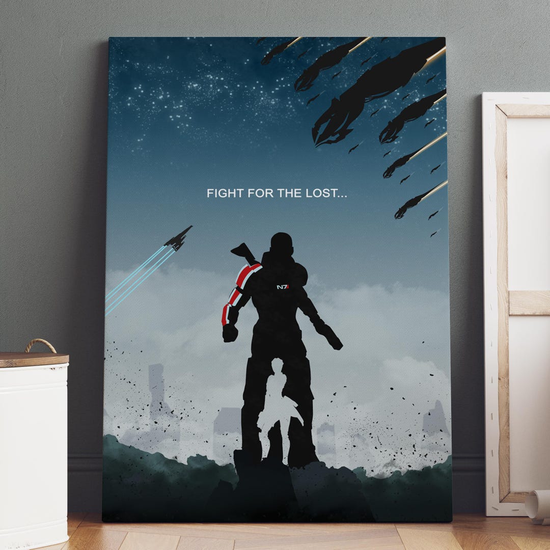 Mass Effect Poster / Commander Shepard Wall Art / Game Print / Canvas ...