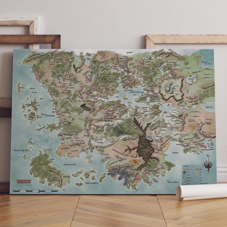 Dungeons & Dragons Map Poster / Forgotten Realms Wall Art / Game Print ...