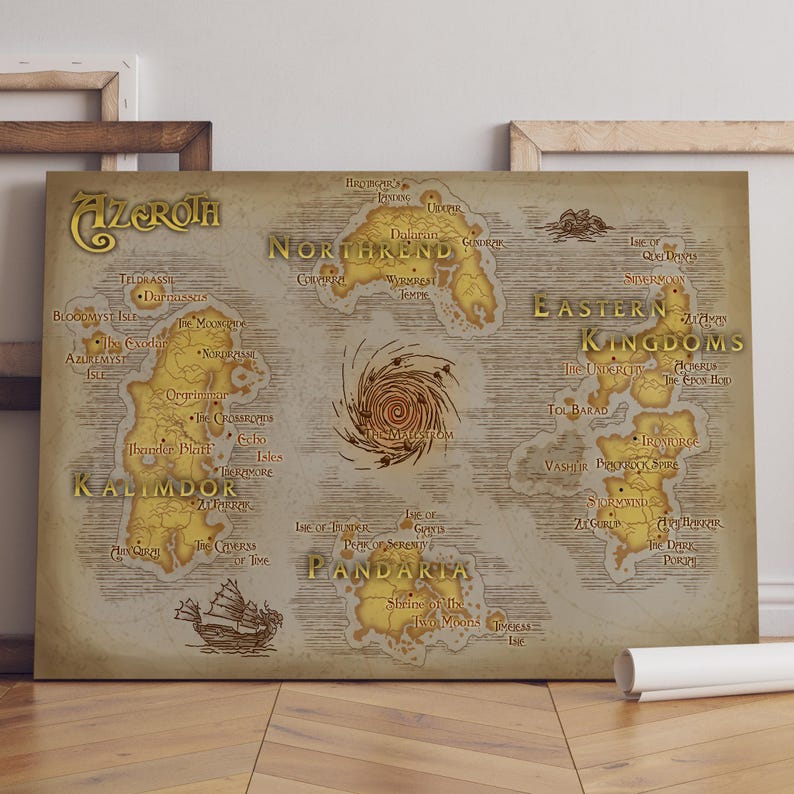 Warcraft Map Poster / Azeroth Wall Art / Game Print / Canvas Art Decor ...