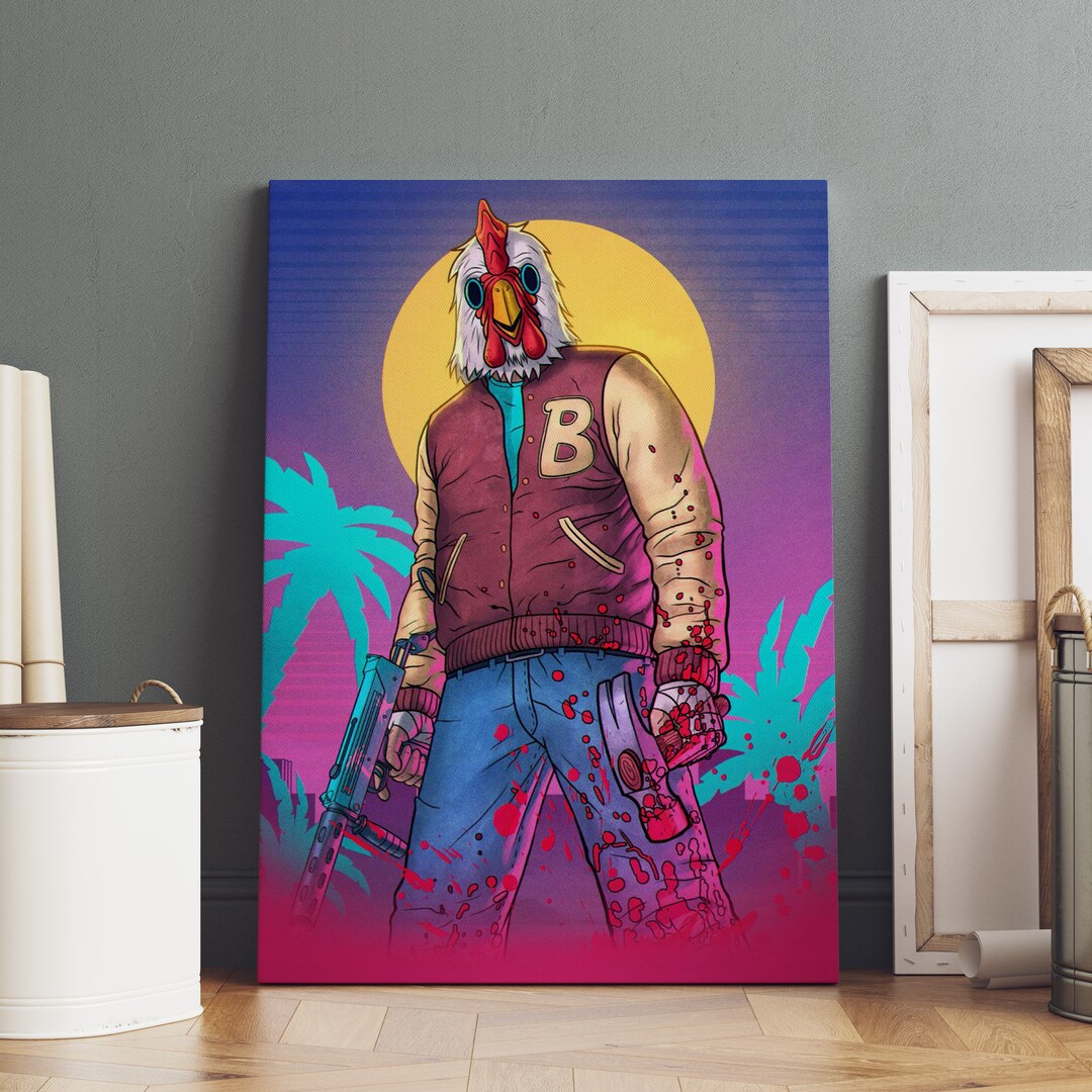 Hotline Miami Poster, Richard Wall Art, Premium Canvas Print, Game Fan ...