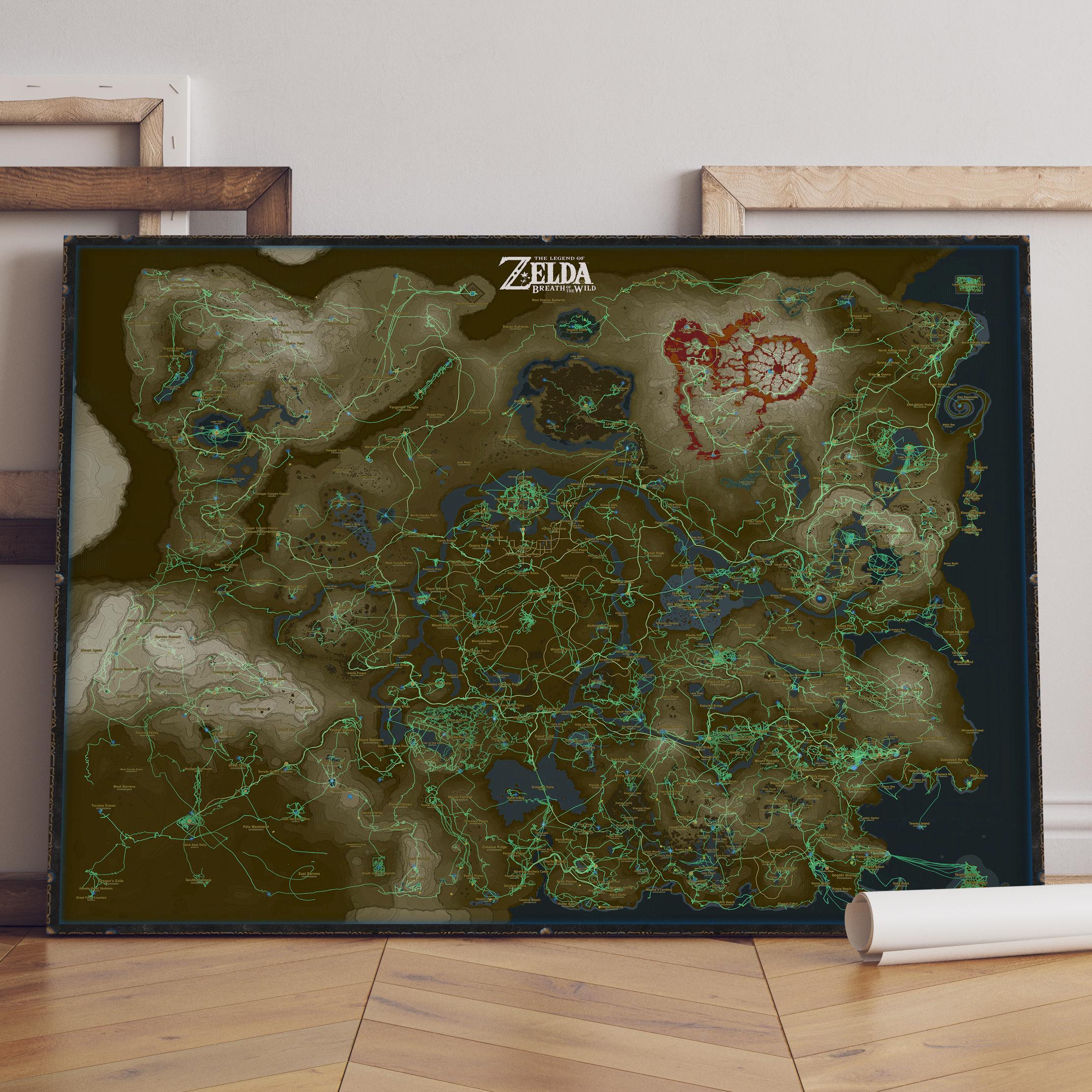 Legend of Zelda Map Poster / Hyrule Map Wall Art / Game Print / Canvas ...