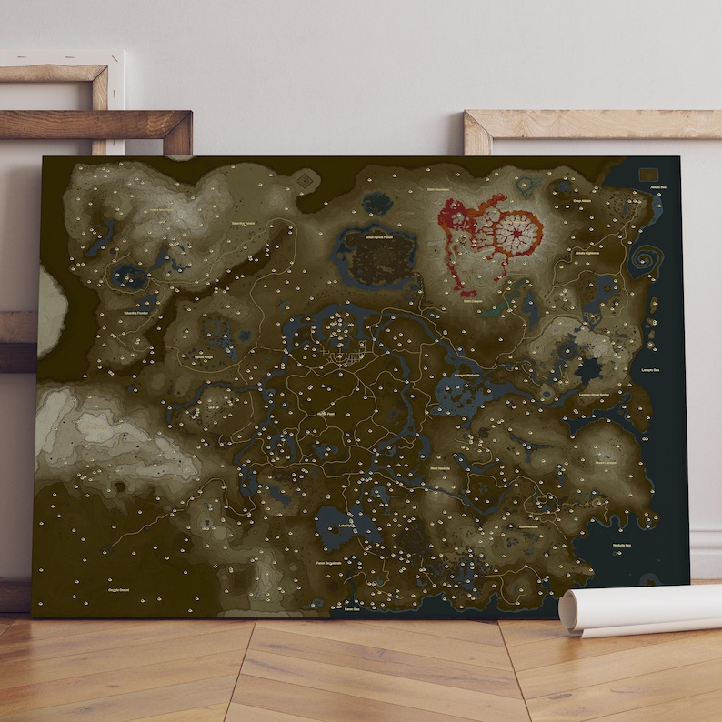 Legend of Zelda Map Poster / Hyrule Map Wall Art / Game Print / Canvas ...