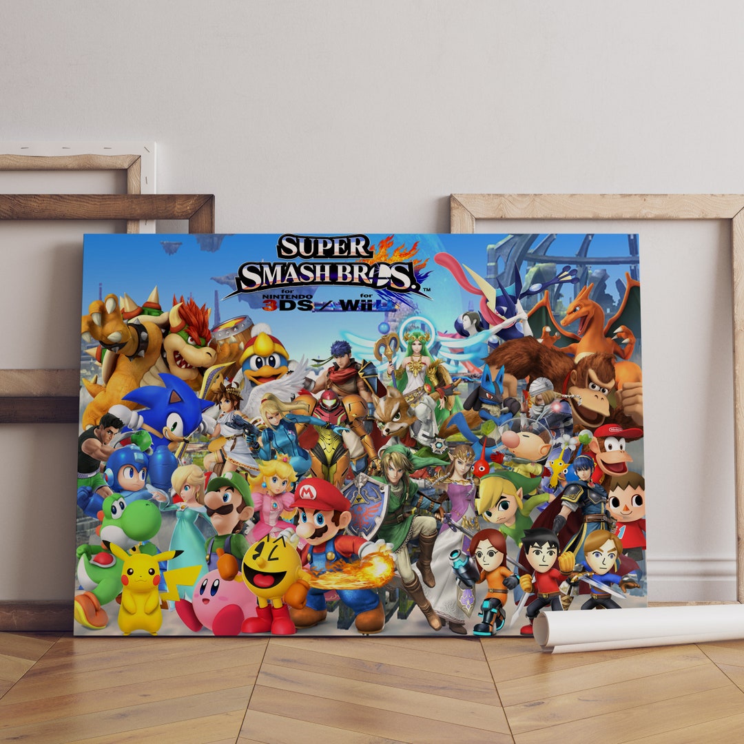 Super Smash Bros Poster Super Mario Wall Art Premium Canvas Etsy