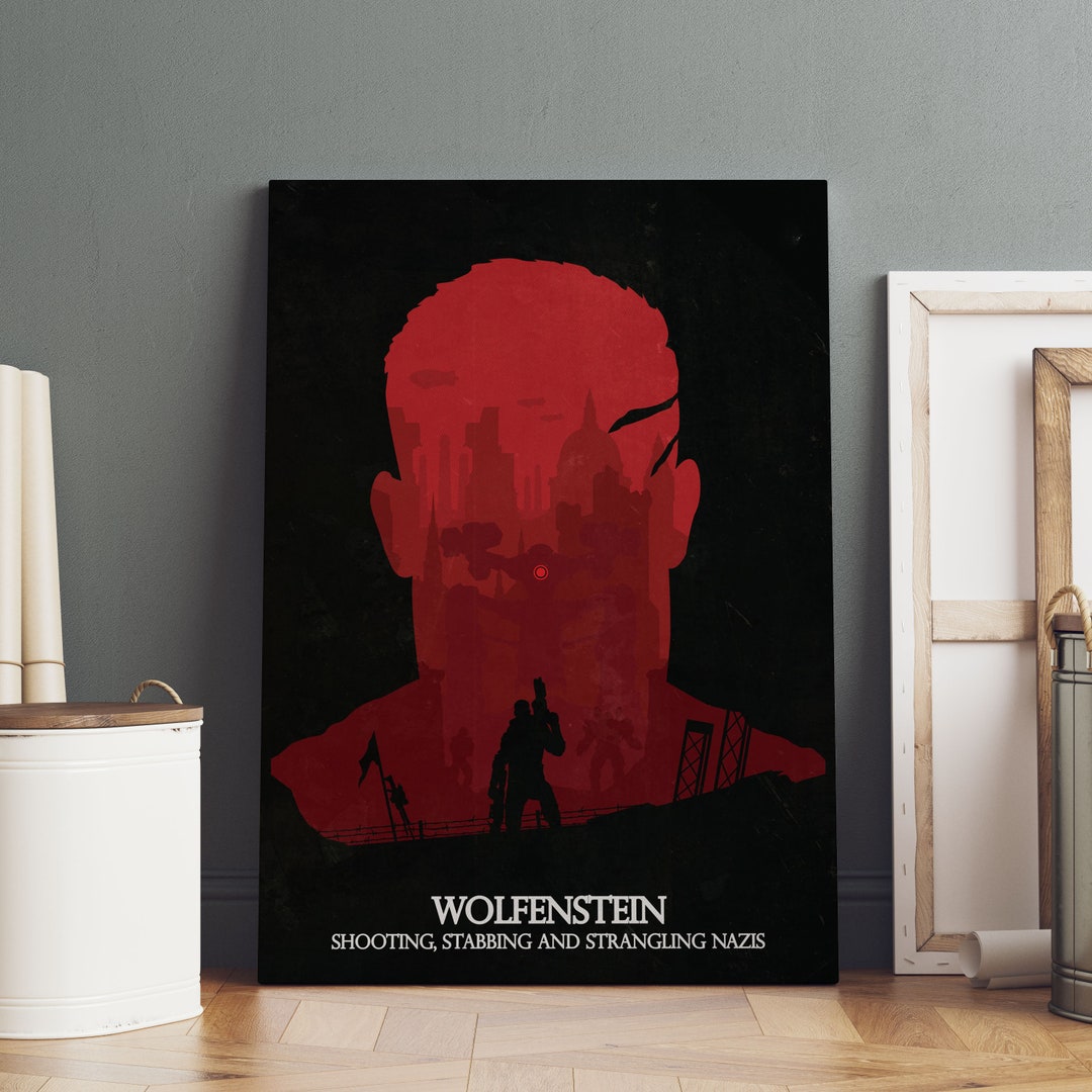 Wolfenstein Poster, Blazkowicz Wall Art, Premium Canvas Print, Game Fan ...